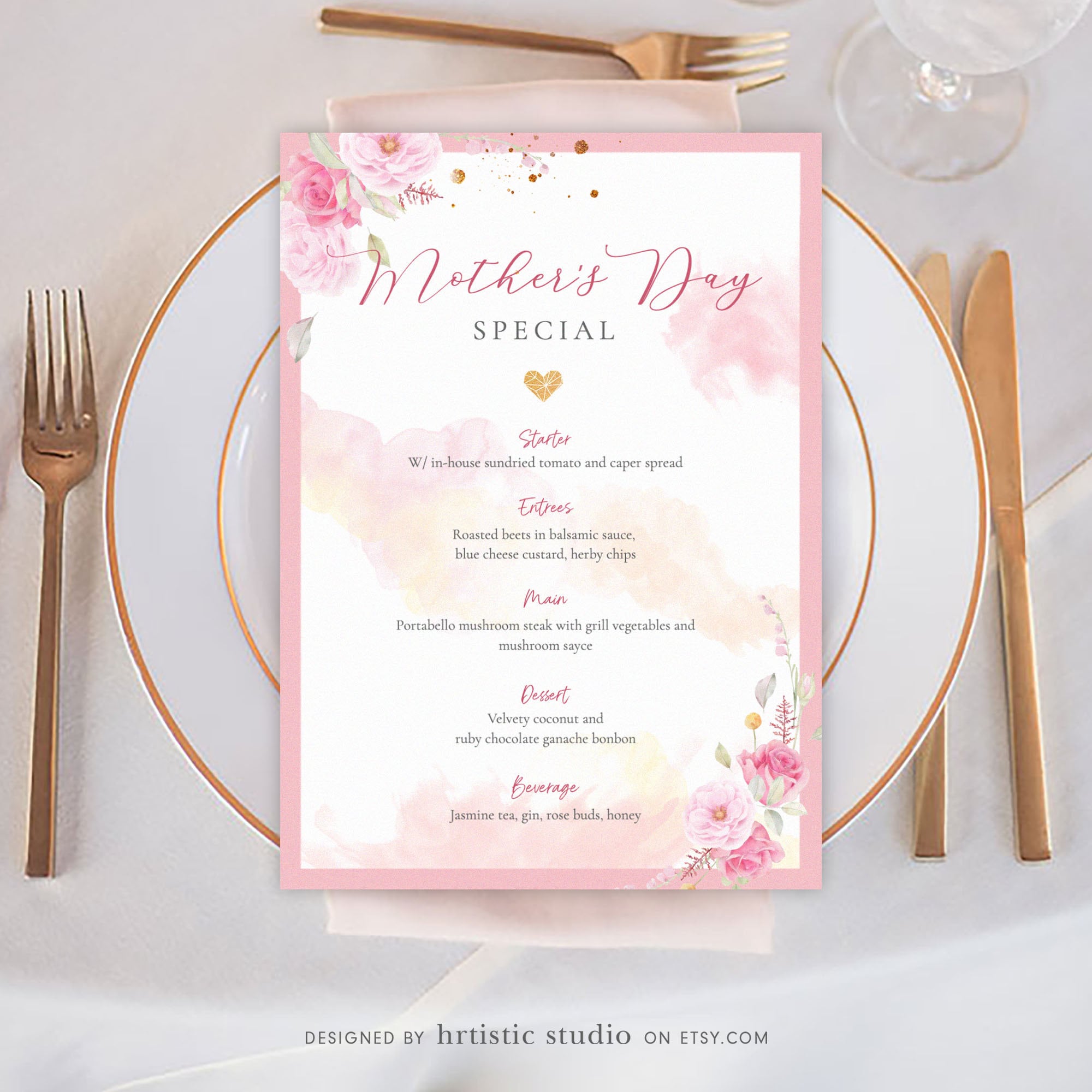 Self-edited Food Menu Template Dinner Lunch Menu Card - Etsy