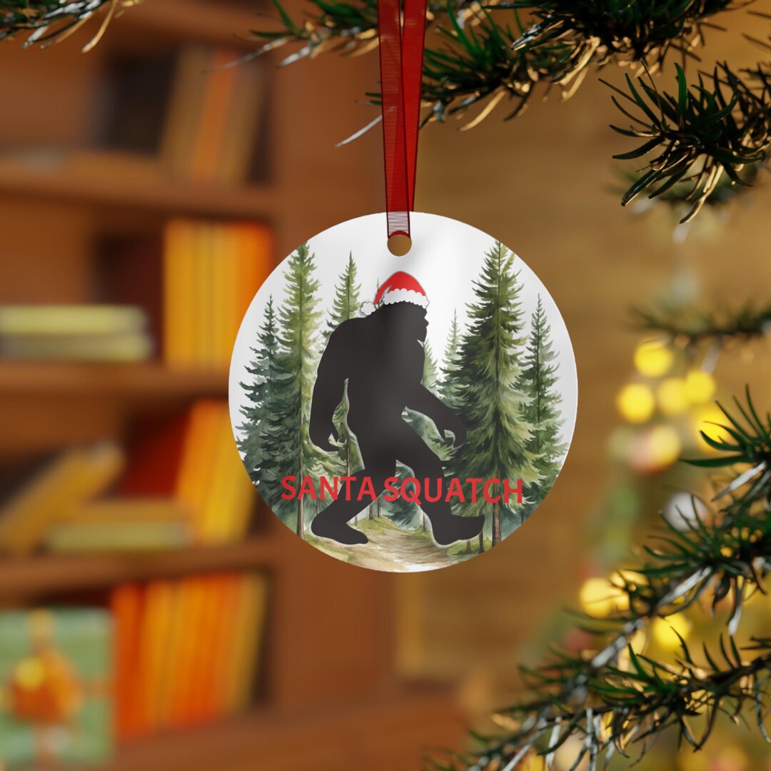 Christmas Ornament, Santa Squatch Metal Ornament for Bigfoot ...