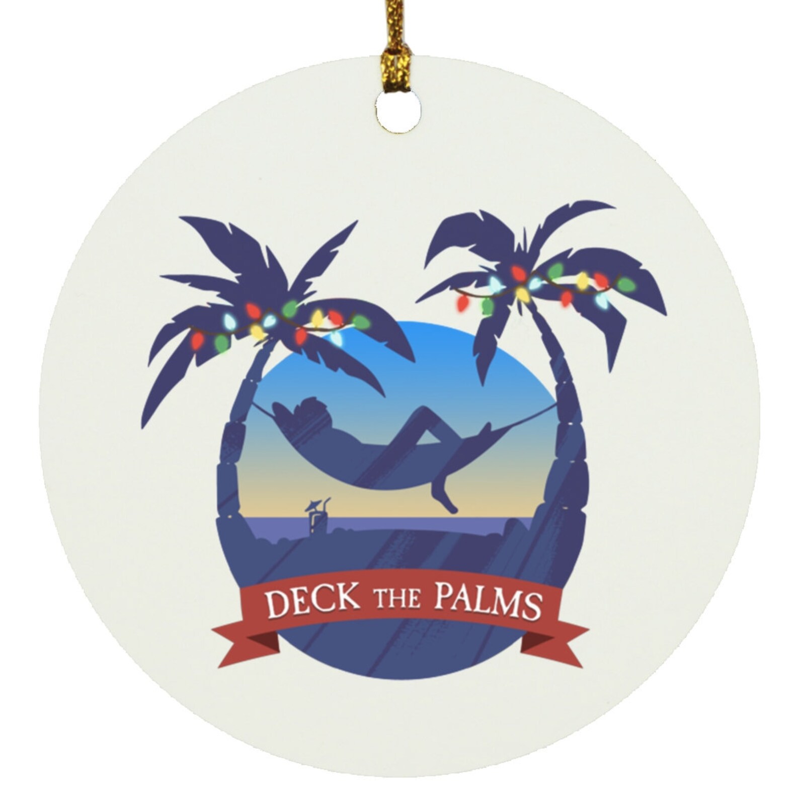 Deck the Palms Christmas Gift Circle Ornament Palm Trees Beach ...