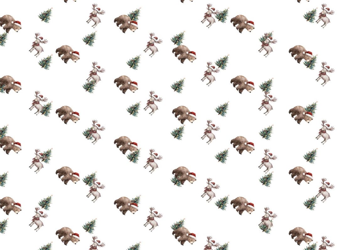 Christmas Woodland Bear and Moose Wrapping Paper Roll, Holiday Gift ...