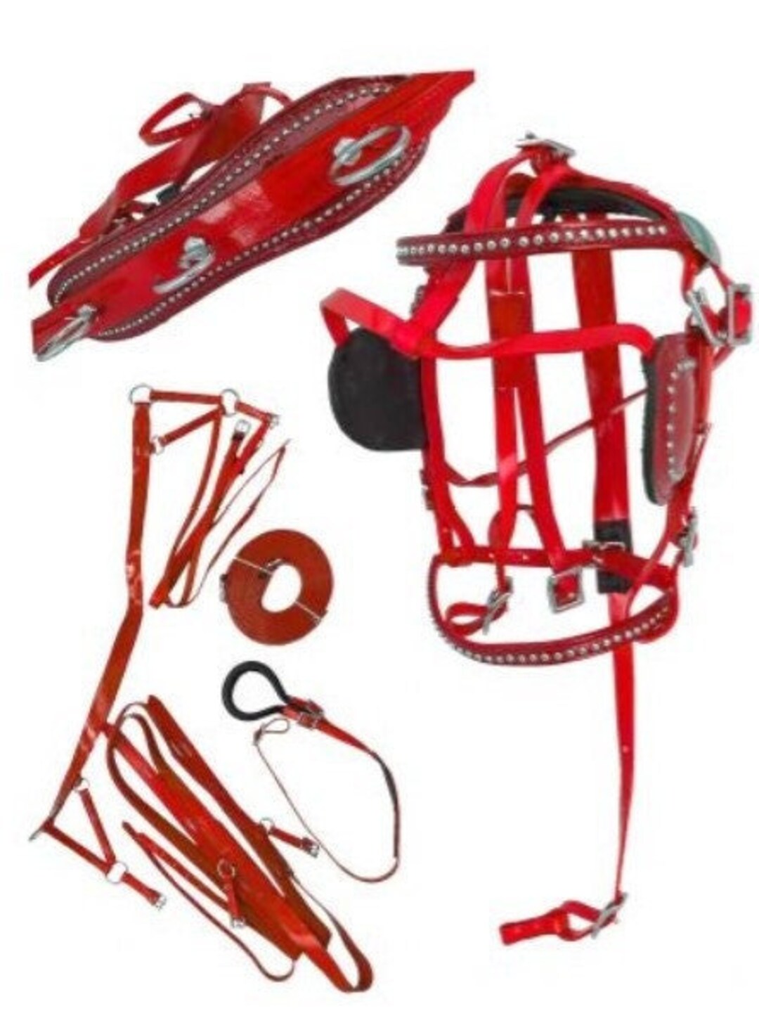 SHOW HARNESS Mini Horse Nylon Coated Synthetic Harness choicea or Red ...