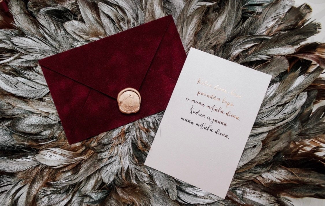 Vellum envelope / wine red burgundy velvet envelope/ | Etsy