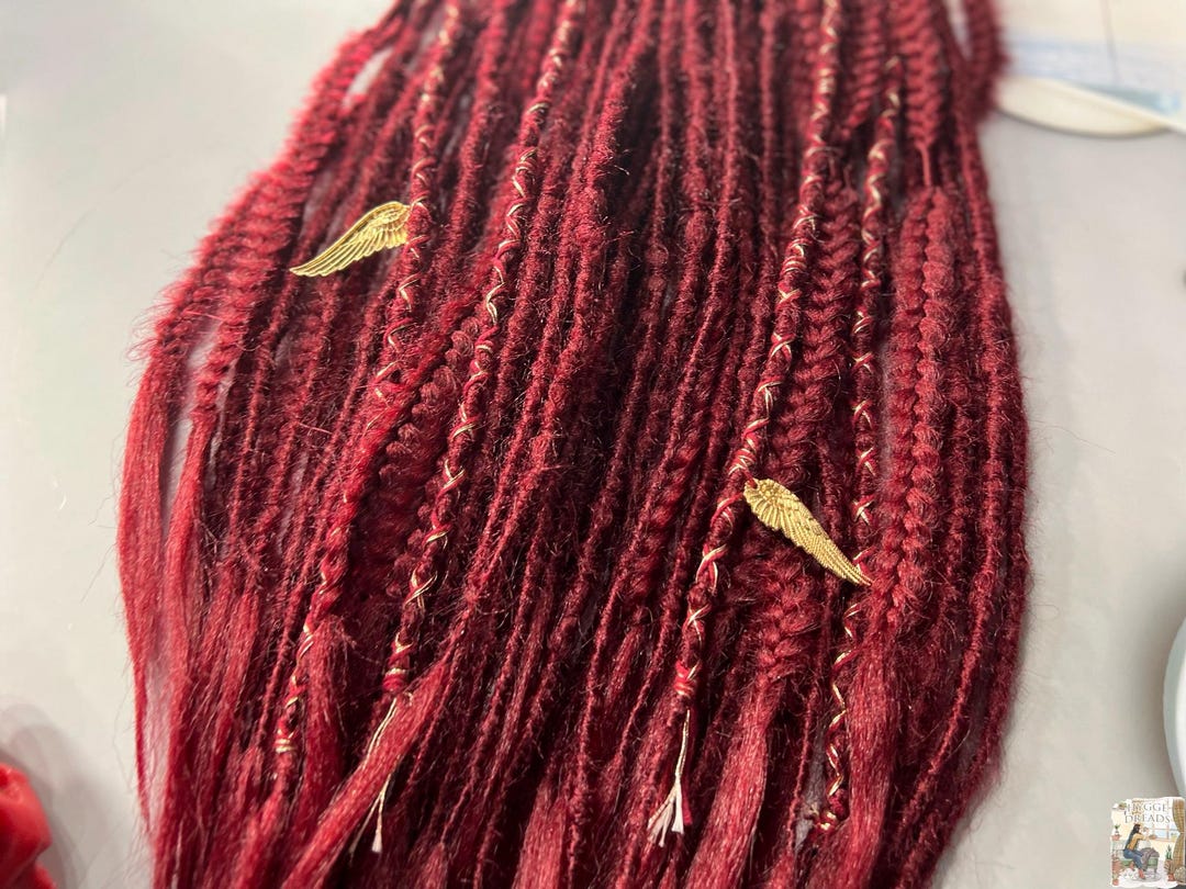 Synthetic Dreadlocks + Fishtail Braids Burgundy Color, Bardot Bandage ...