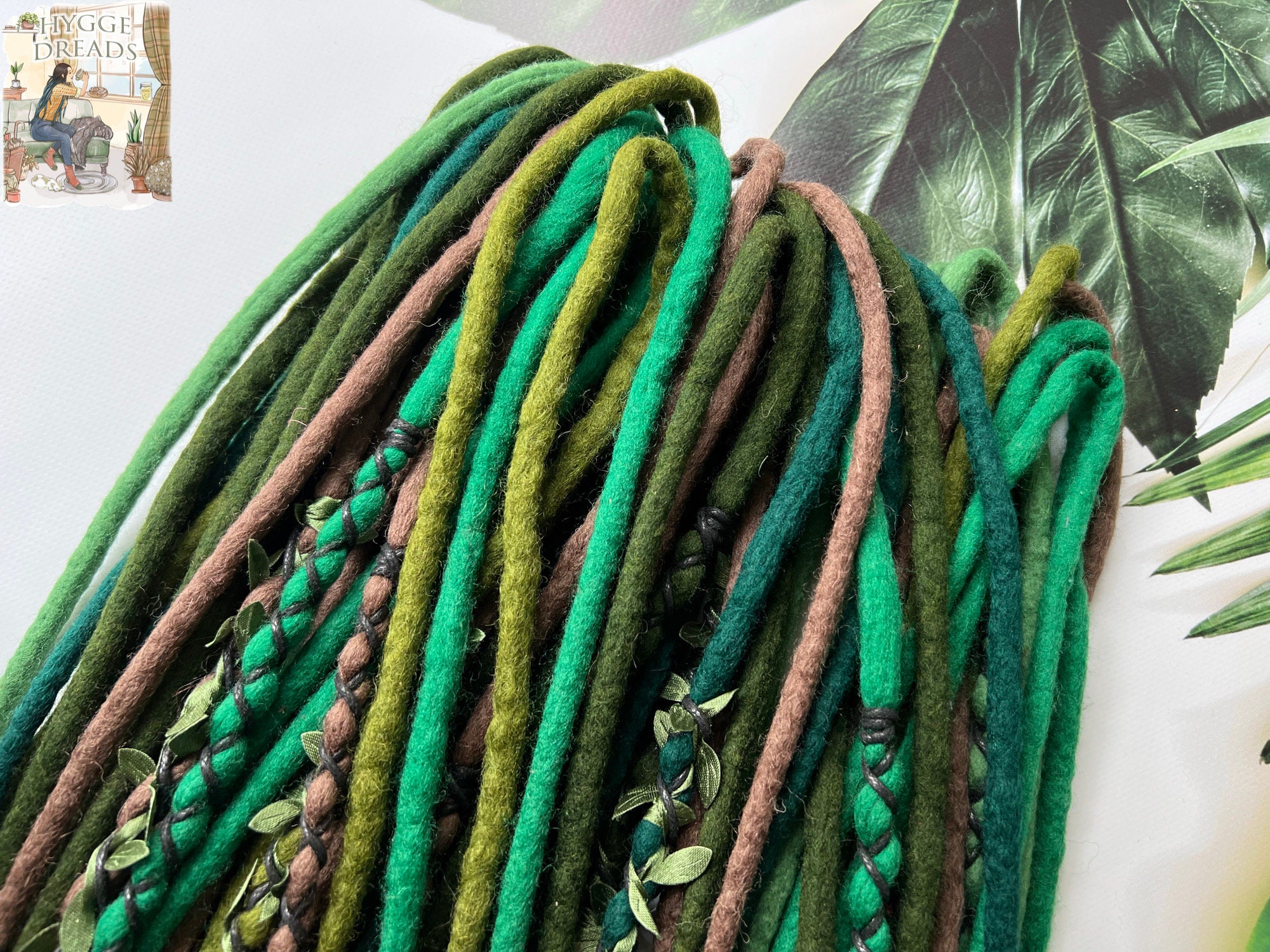 Wool Dreads Solid Mix of Green Shades light Brown Boho Green - Etsy