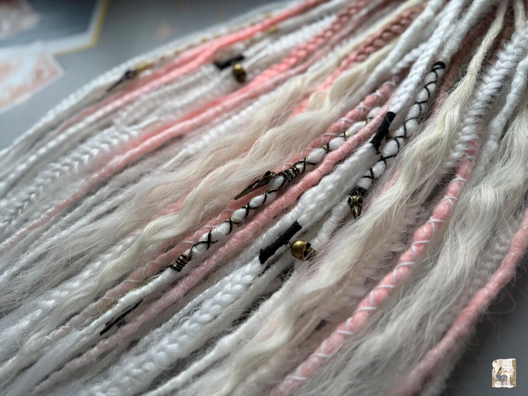 Mix Dreads + Fishtail Braids + Curls Ombre White, Blond, Vanilla Blond ...