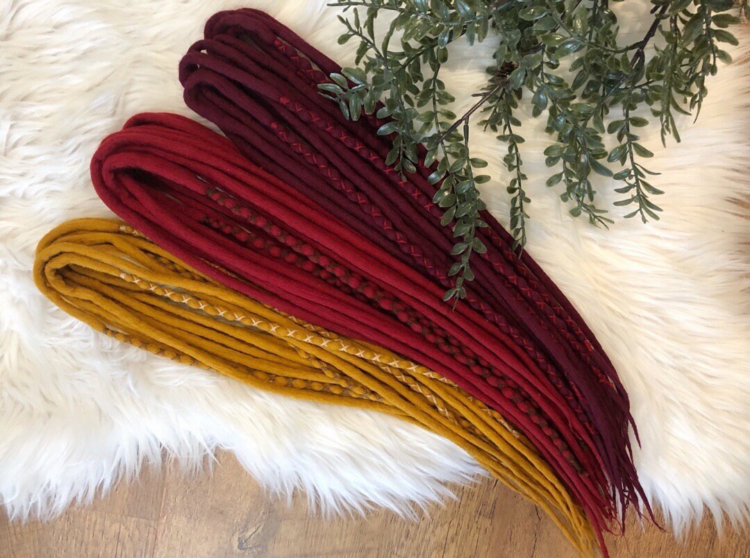 Wool Dreads Full Set Dreadlocks Red Fox Auburn Red Natural Burgundy ...