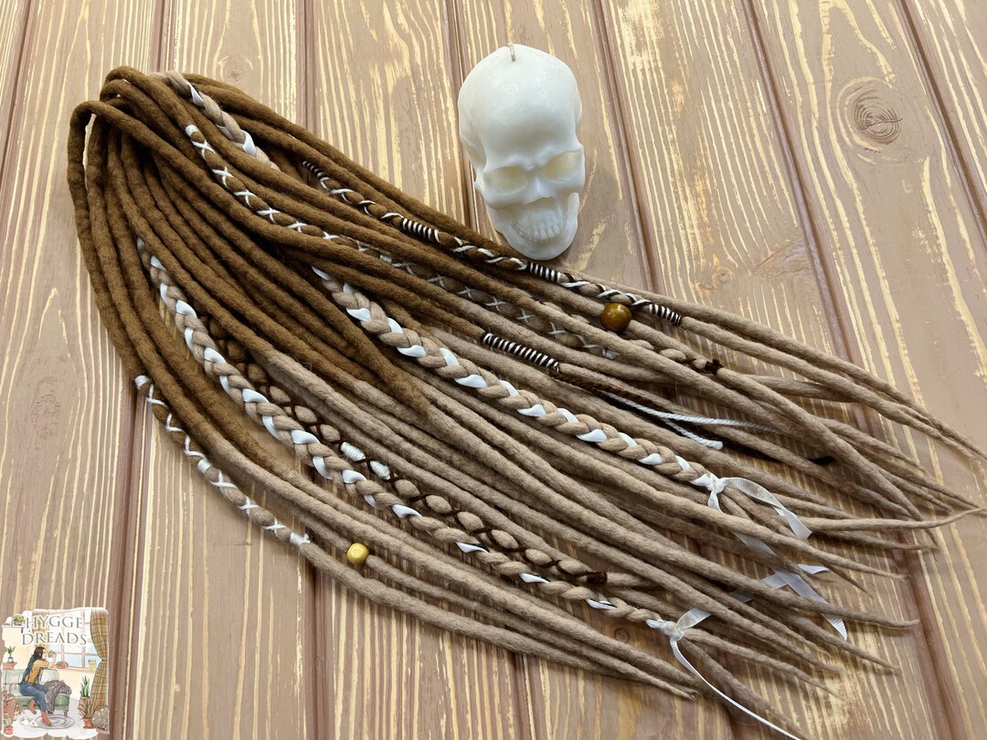 Wool Dreads + Braids Ombre Brown Ginger to Dark Blonde Beige Double ...