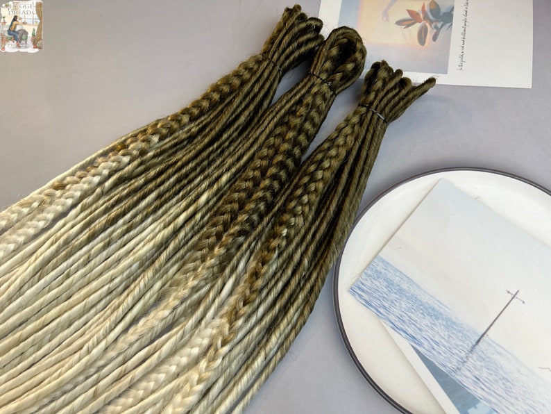 Full Set Ombre Dreads Ombre Brown on White Dreadlocks + Braids Hair ...