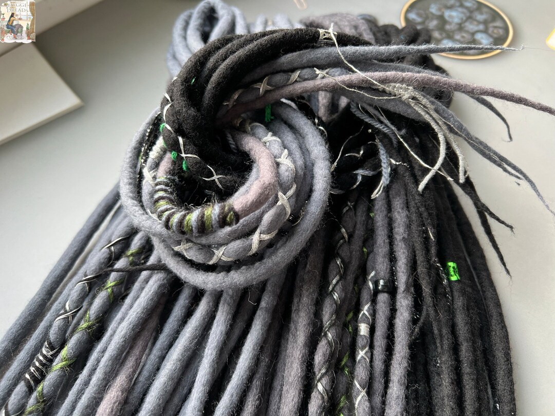 Wool Dreadlocks Black, Shades of Gray, Dark Gray, Steel, Medium Gray ...