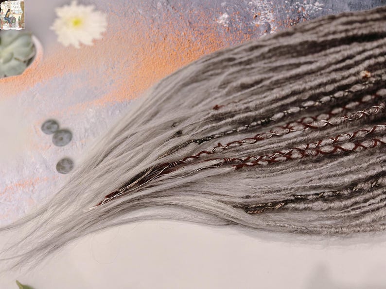 Brown to Gray Ombre Dreads, Accent Sets 10 20 DE, Natural Extensions ...