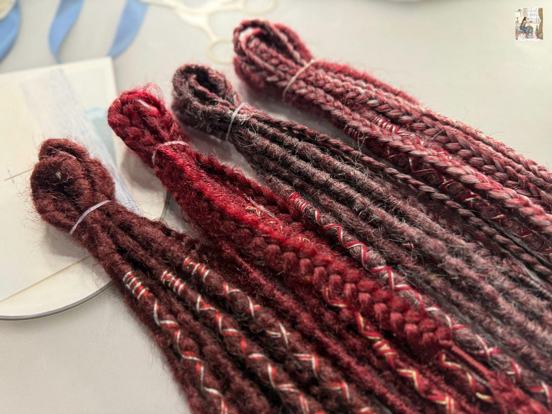 Synthetic Dreads + Fishtail Braids Handmade Blend Shades of Burgundy ...