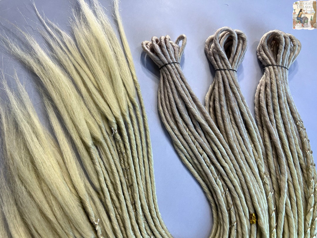 Blonde Twisted Dreadlocks Hair Extensions - Synthetic With Gold Thread ...