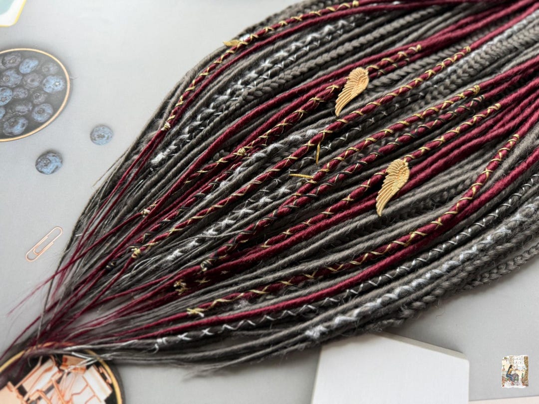 Dreads Twisted Thin Synthetic Dark Gray, Graphite, Burgundy, Maroon ...