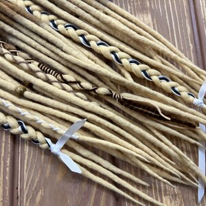 Wool Dreads Ombre Brown on Blond Dreadlocks Threads, Ribbons Boho Viking Style Dreadlocks ...