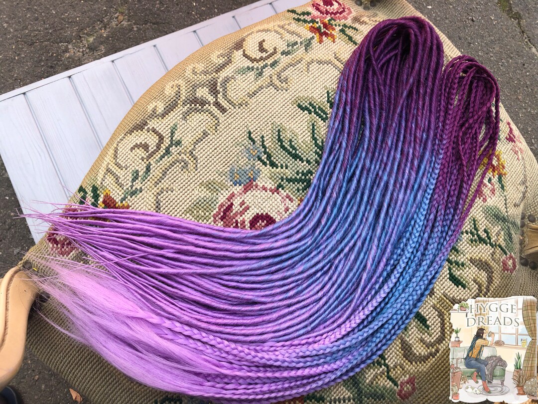 Thin Synthetic Dreads With Braided Ends Braids With Loose Ends in Ombre ...