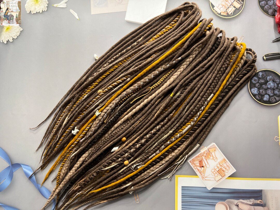 Wool Dreadlocks: Brown and Cream Braids With Beads (lightweight, Soft ...