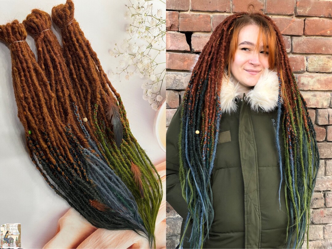 Natural Look Synthetic Dreads Ombre Handmade Red on Grey, Red on Dark ...