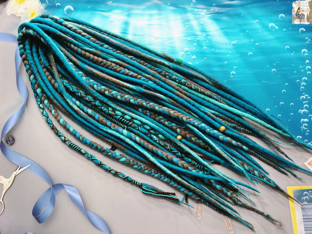Handmade Wool Dreadlocks: Brown, Cappuccino, Mint, Blue Hair Extensions ...