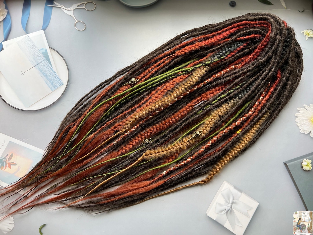 Mix of Structure Dreadlocks + Fishtail Braids Ombre Copper Terracotta ...