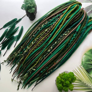 Wool Dreads Solid Mix of Green Shades +light Brown Boho Green X-cross ...