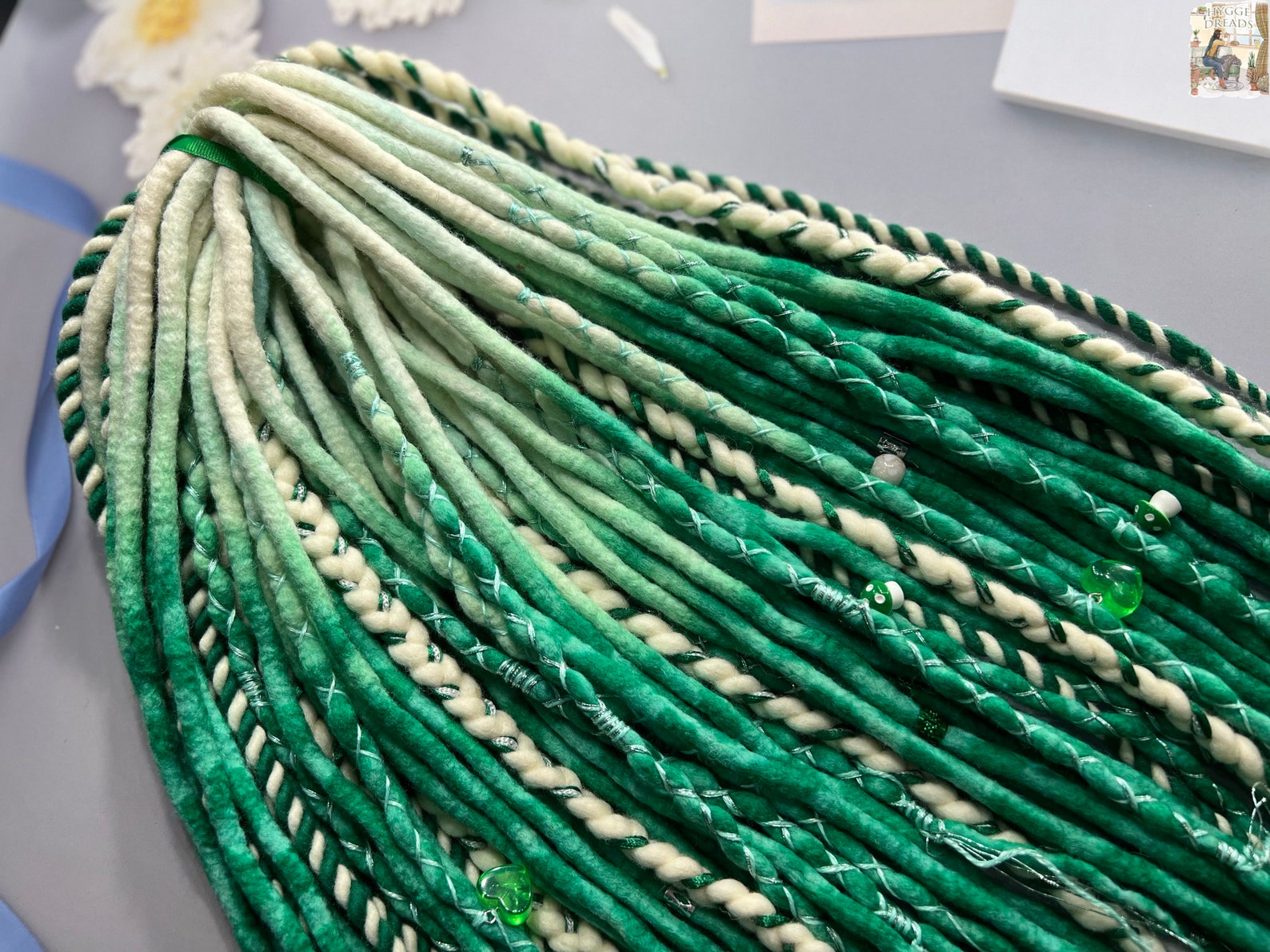Wool Dreadlocks Twists Braids Blond, White, Green, Tie-dye, Ornament ...