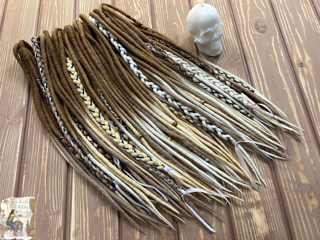 Wool Dreads Ombre Light Brown to Shades of Blonde Almond, White ...