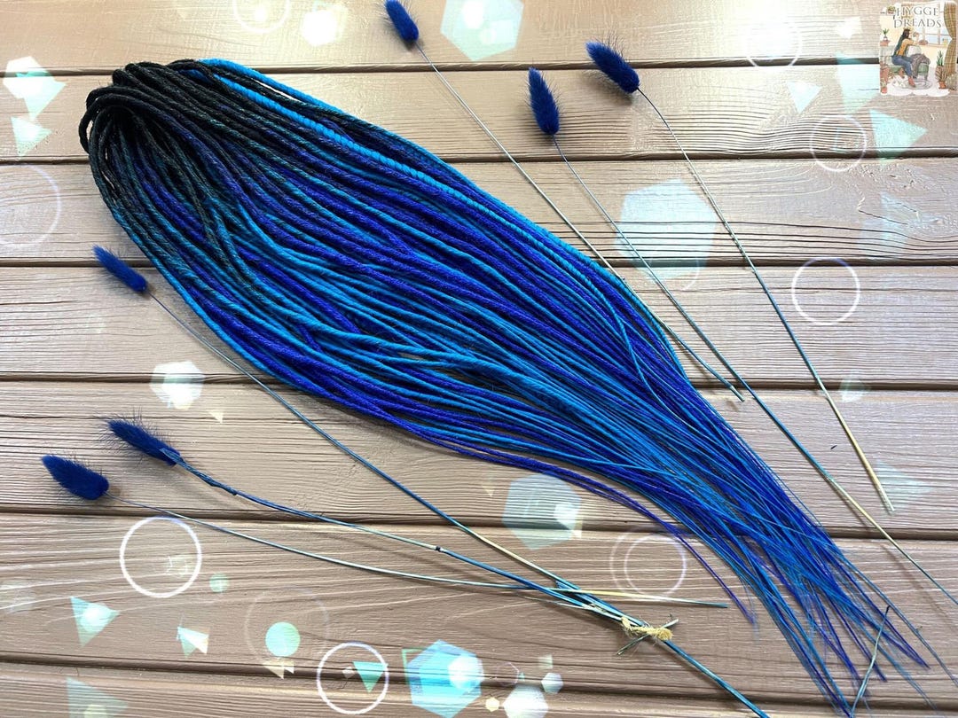 Synthetic Dreadlocks: Black to Blue Ombre, Sea Wave Style - Double ...