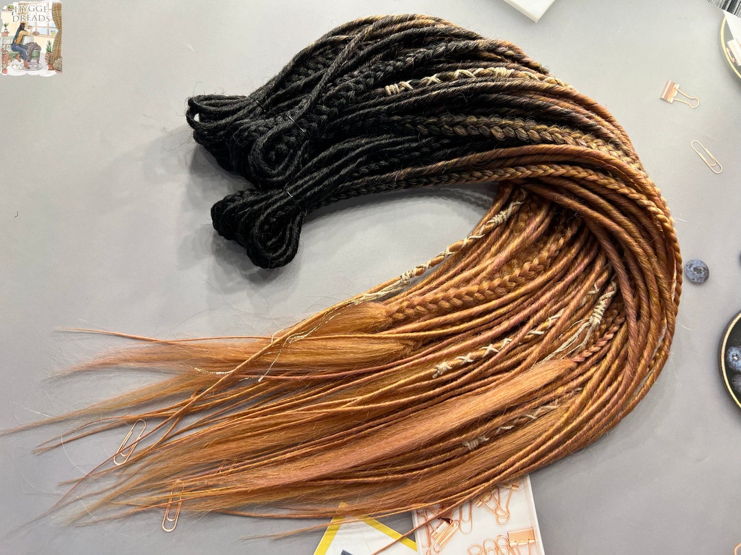 Synthetic Dread Lock + Fishtail Braids Ombre Blend Black on Honey+black ...