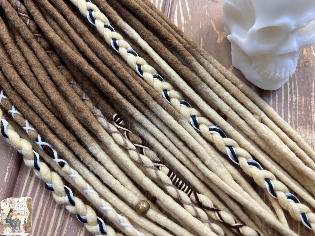 Wool Dreads Ombre Brown on Blond Dreadlocks Threads, Ribbons Boho ...