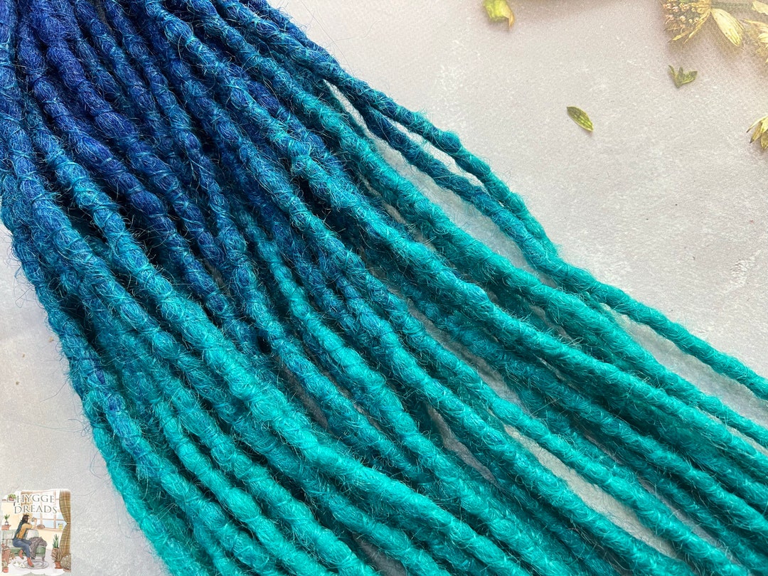 Natural Looking Synthetic Dreads Ombre Blue on Turquoise With Loose ...