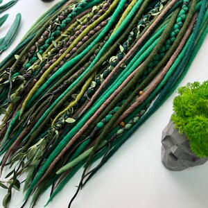 Wool Dreads Solid Mix of Green Shades +light Brown Boho Green X-cross ...