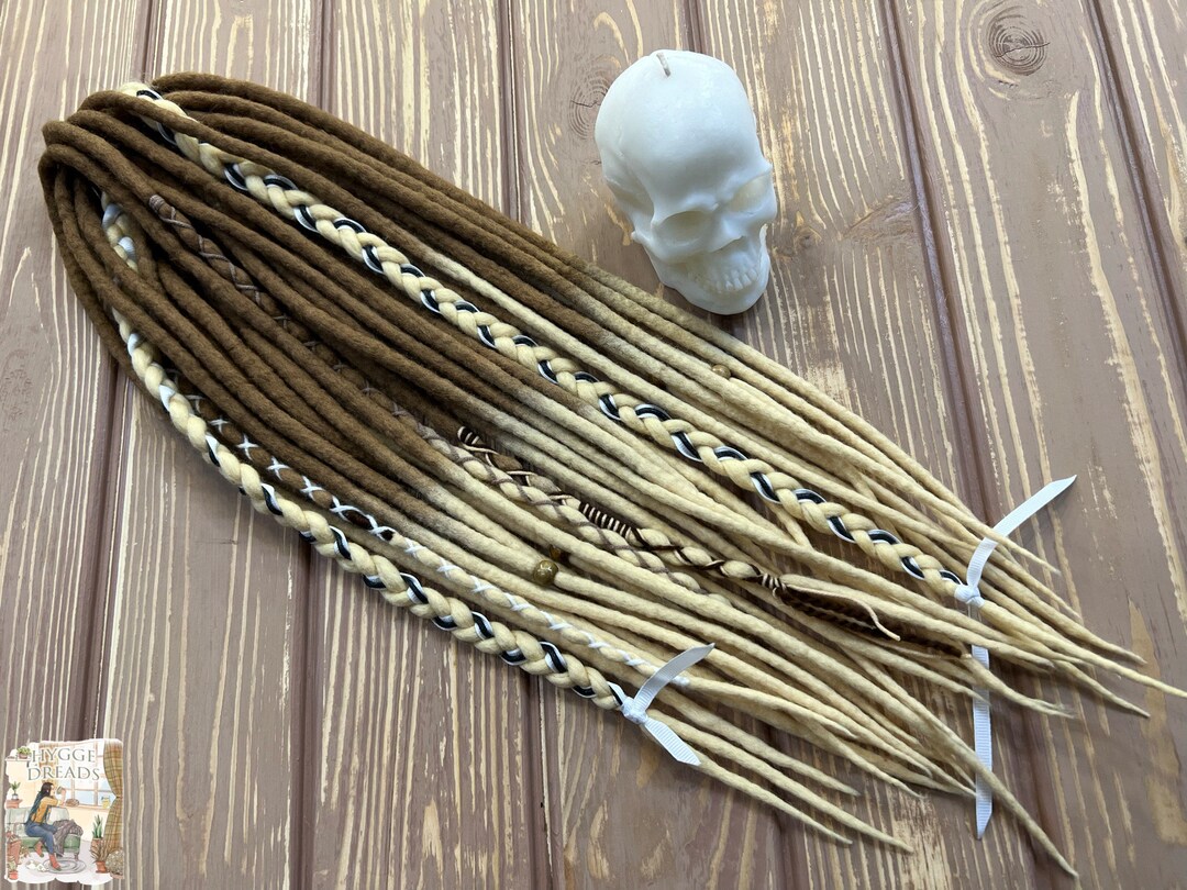 Wool Dreads Ombre Brown on Blond Dreadlocks Threads, Ribbons Boho ...