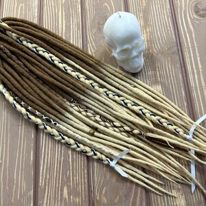 Wool Dreads Ombre Brown on Blond Dreadlocks Threads, Ribbons Boho Viking Style Dreadlocks ...