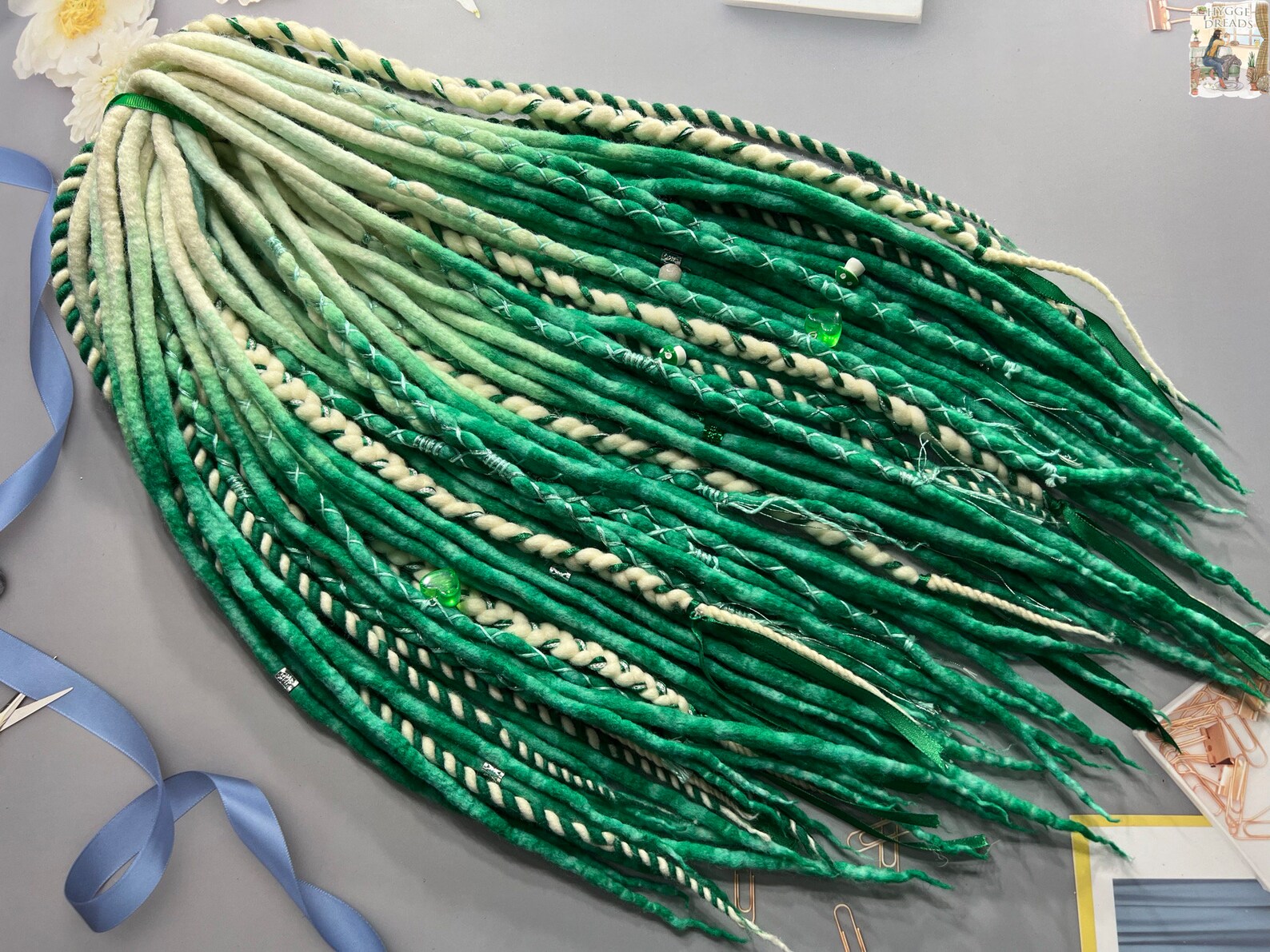 Wool Dreadlocks Twists Braids Blond, White, Green, Tie-dye, Ornament ...