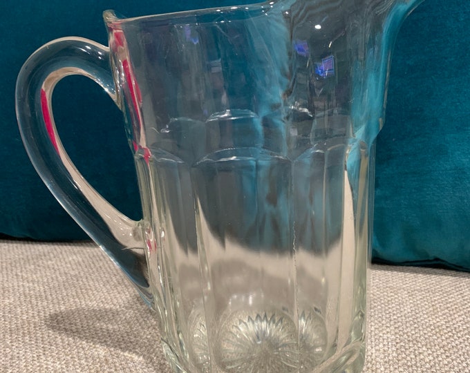 Vintage Heavy Glass Pitcher - Etsy