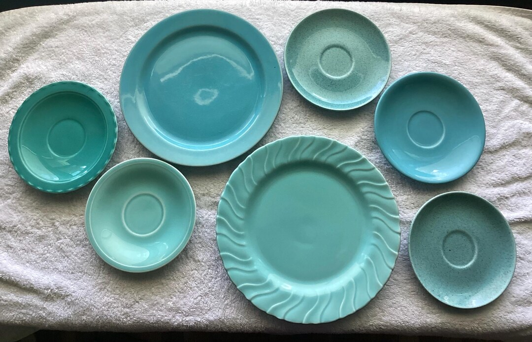 Vintage Shades of Light Aqua Light Blue Plate Assortment - Etsy