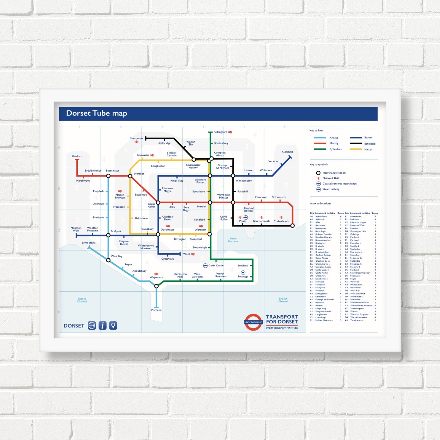 Dorset Tube Map Art Print - Etsy UK