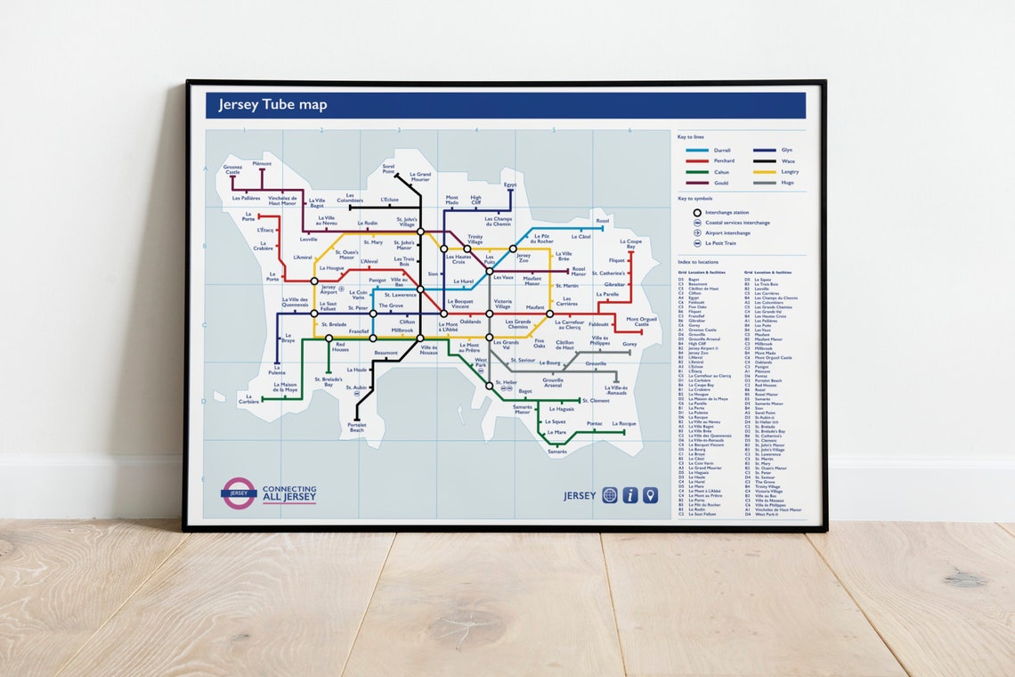Jersey Tube Map Art Print - Etsy