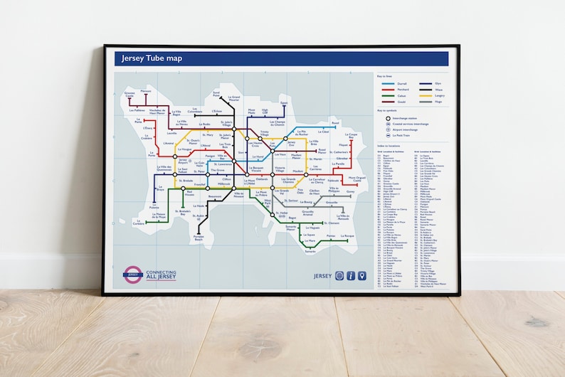 Jersey Tube Map - Art Print - Etsy UK