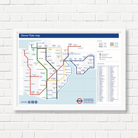Devon Tube Map Art Print - Etsy UK