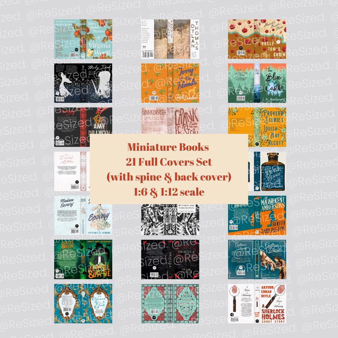 21 Miniature Full Book Covers Printables Set With Spine and Back Cover ...