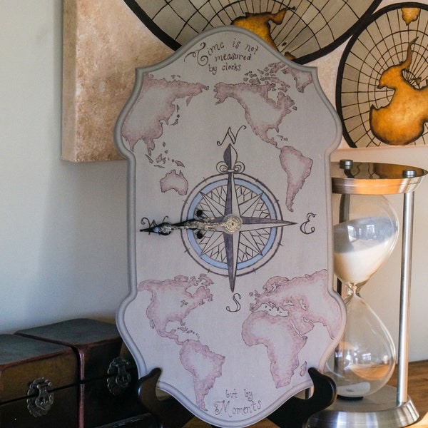 Wooden World Map Clock - Etsy