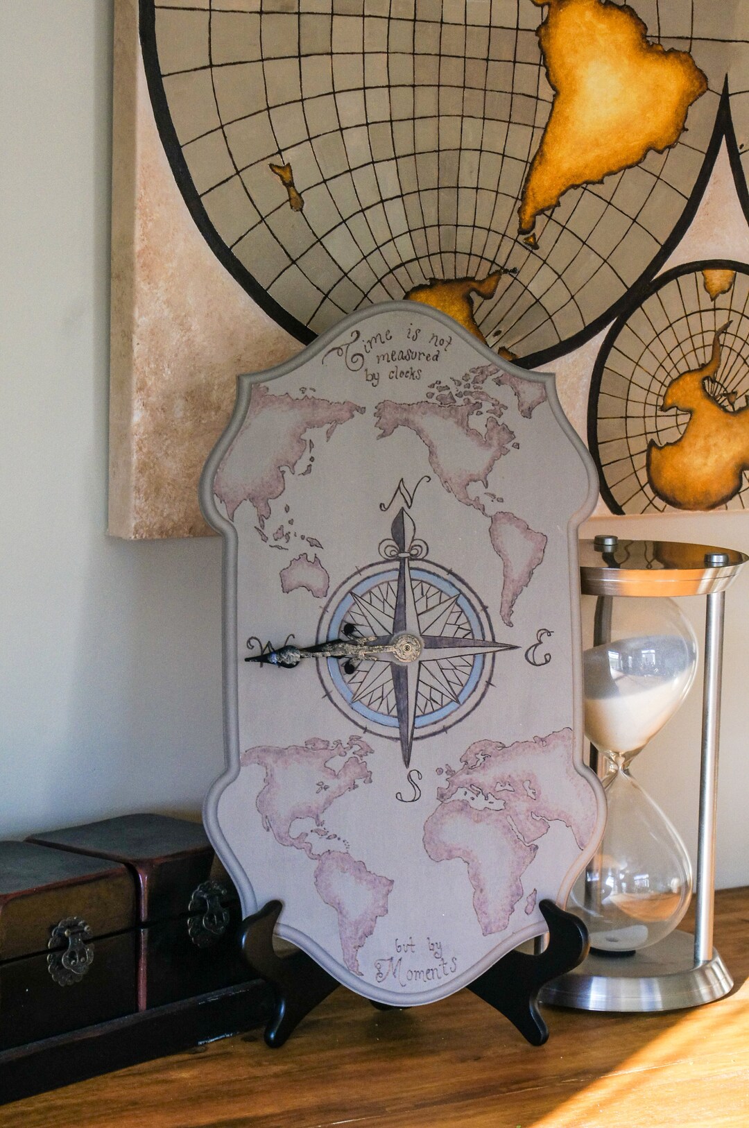 Wooden World Map Clock - Etsy