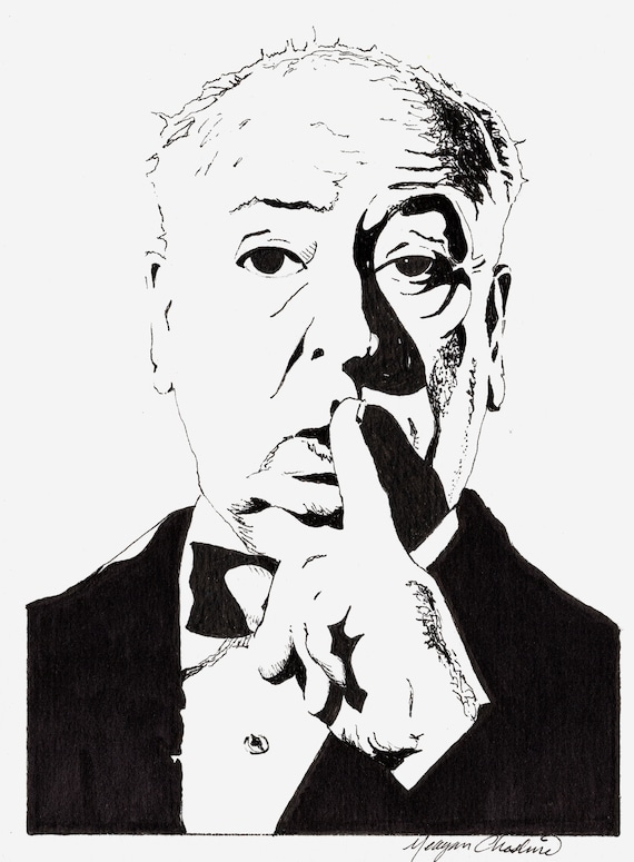 ORIGINAL Artwork: Alfred Hitchcock Ink Drawing | Etsy