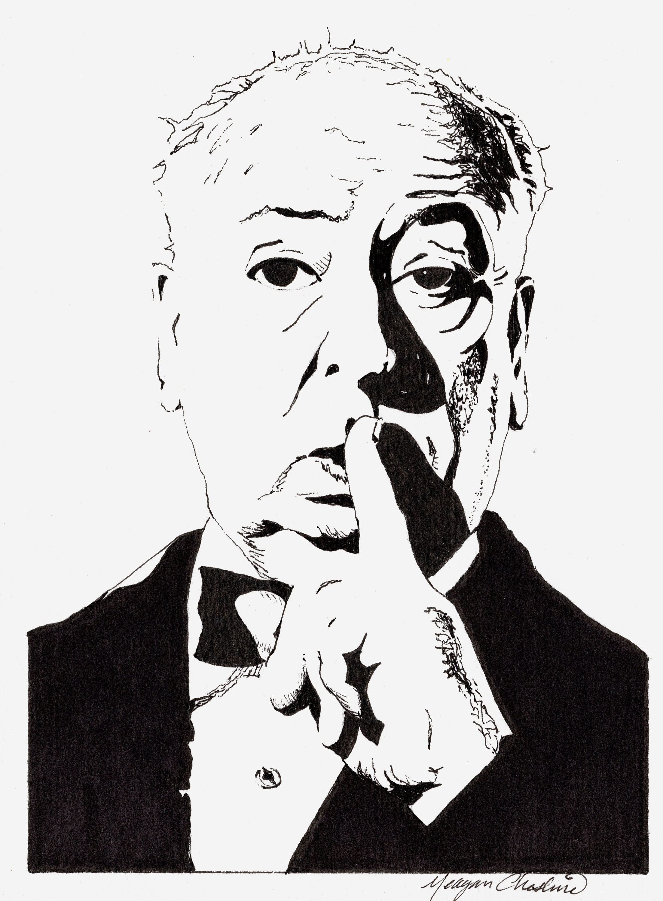 ORIGINAL Artwork: Alfred Hitchcock Ink Drawing - Etsy Singapore