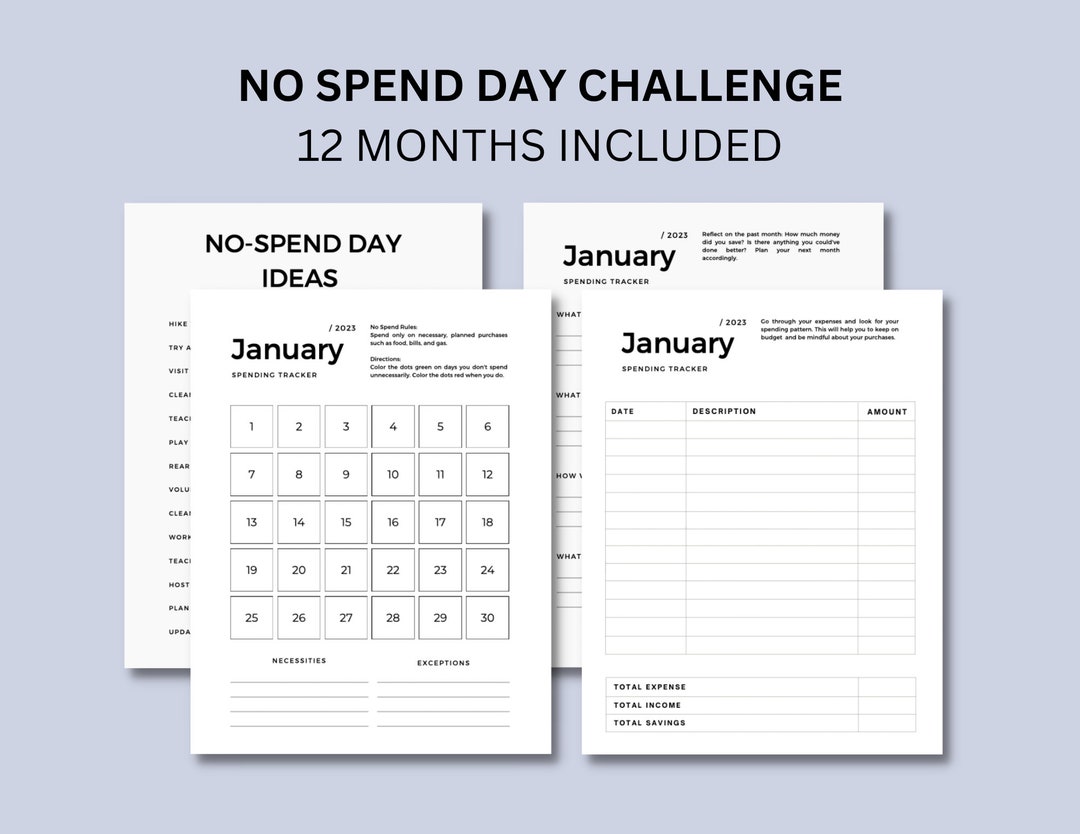 No Spend Challenge Printable No Spending Tracker No Spend - Etsy Canada