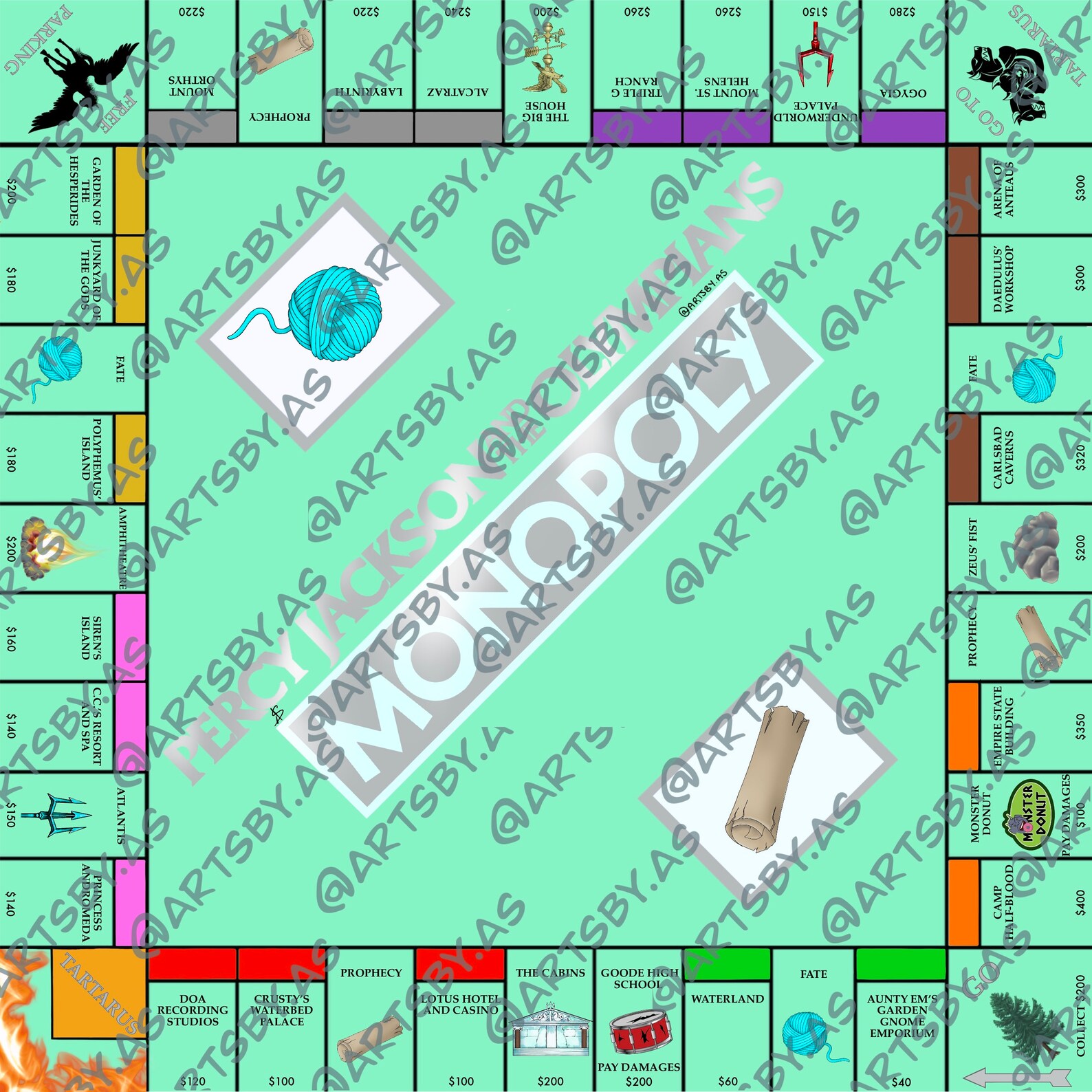 Percy Jackson Monopoly Game Custom Made - Etsy