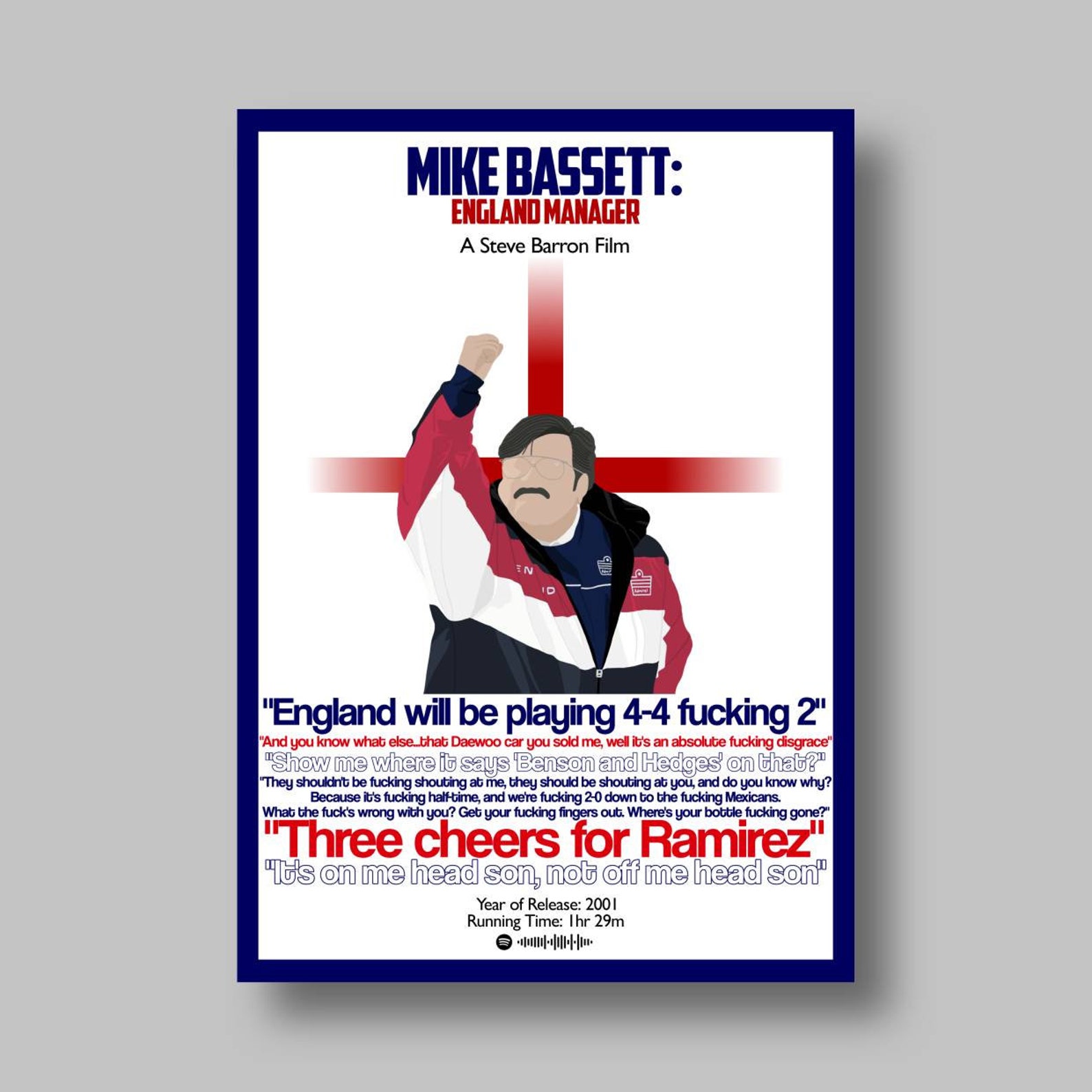 Mike Bassett England Manager Art Print / Picture / Poster - Etsy UK