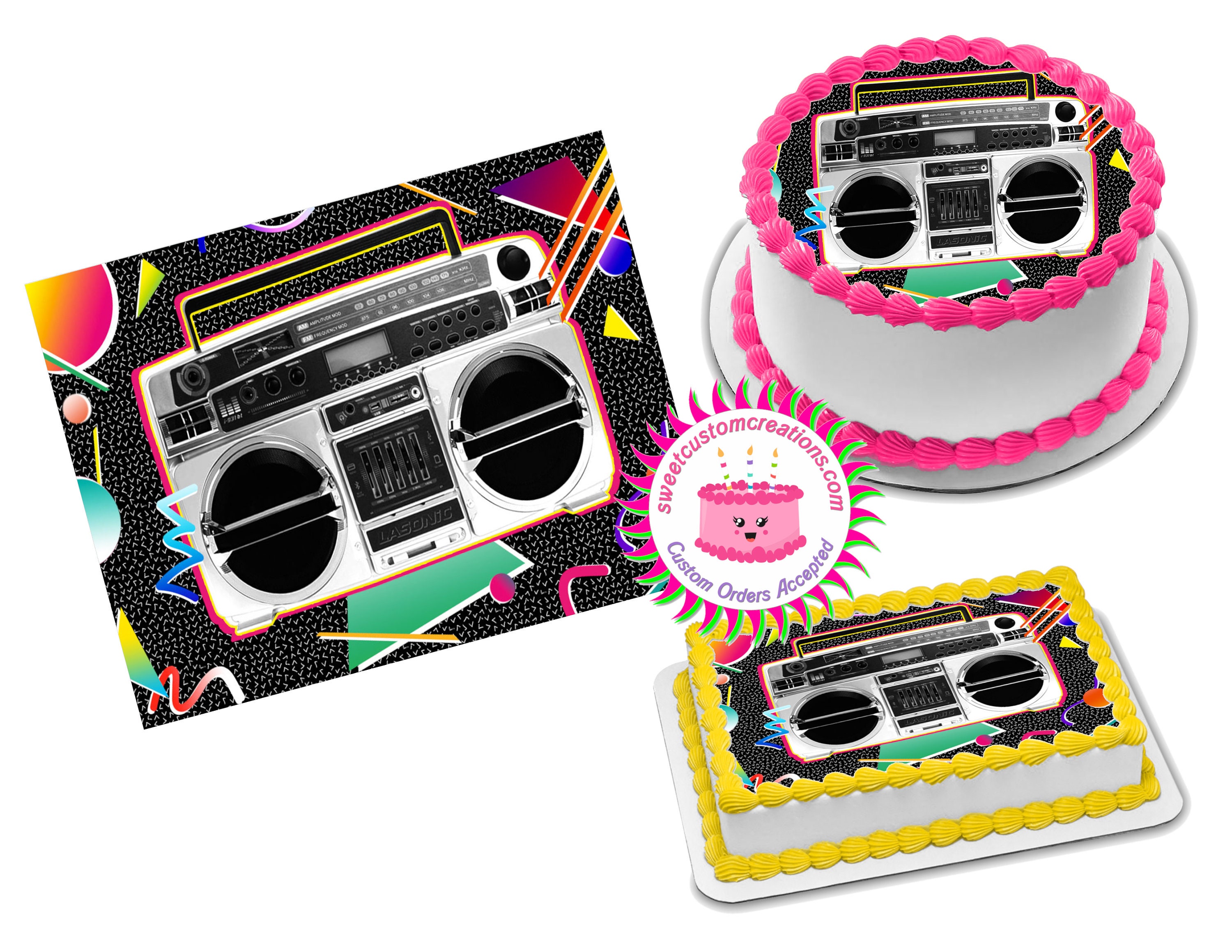 80s Boombox Stereo Edible Image Icing Frosting Sheet 1 Topper - Etsy
