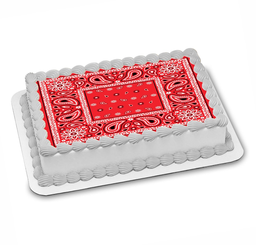 Bandana Red Paisley Print Edible Image Icing Frosting Sheet BAN-2 ...